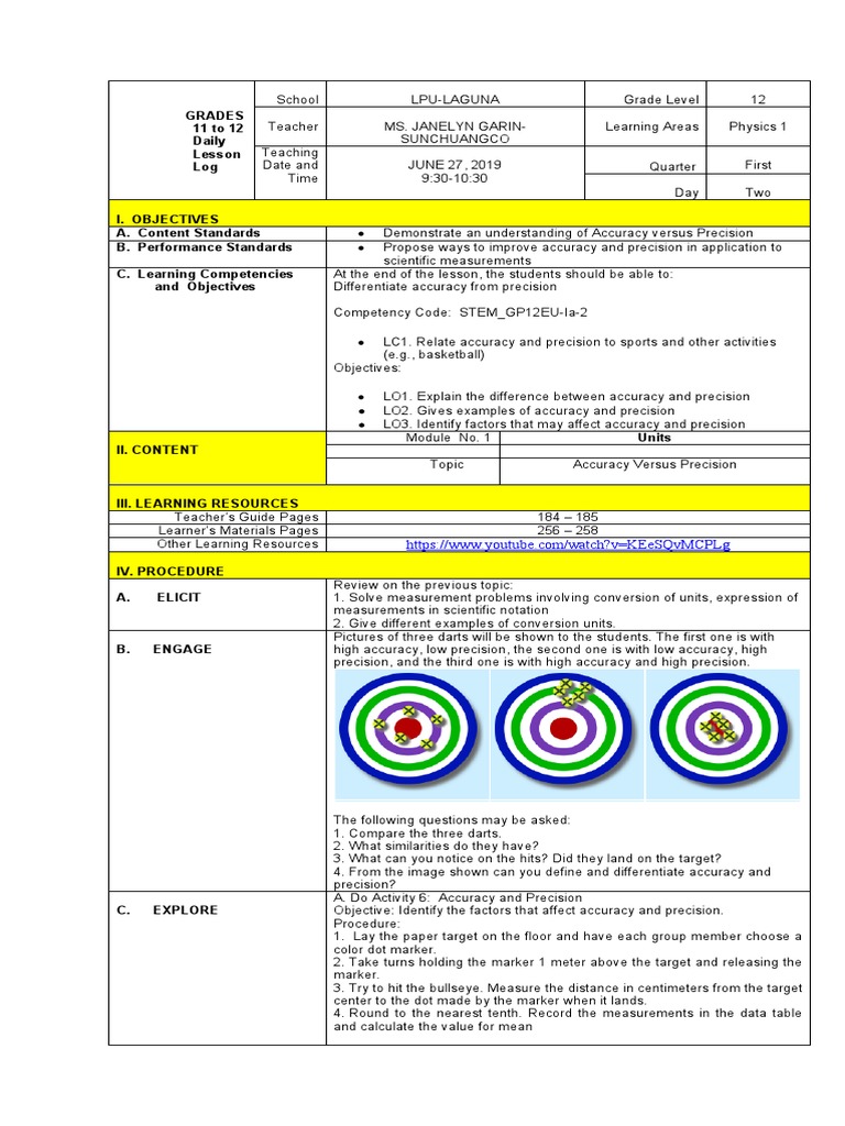 Accuracy VS Precision-Lp | PDF | Accuracy And Precision | Observational Error
