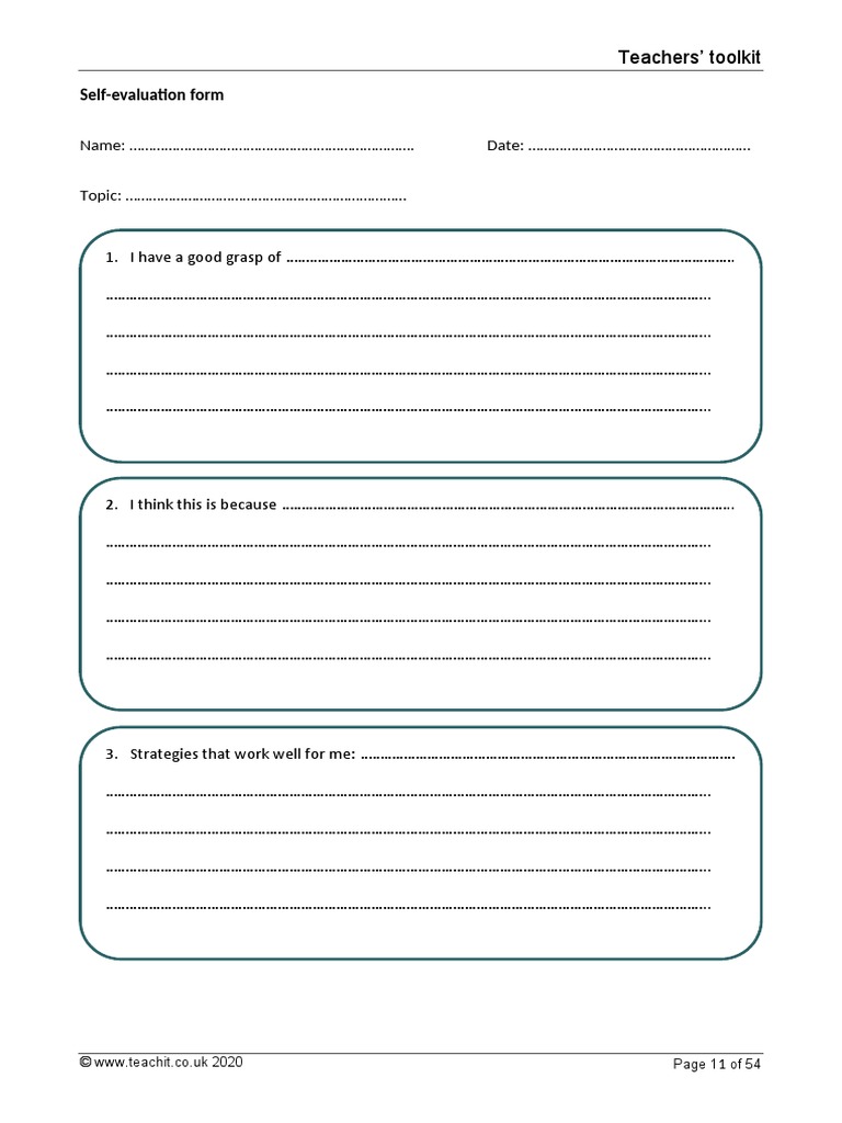 Self Assessment Form | PDF