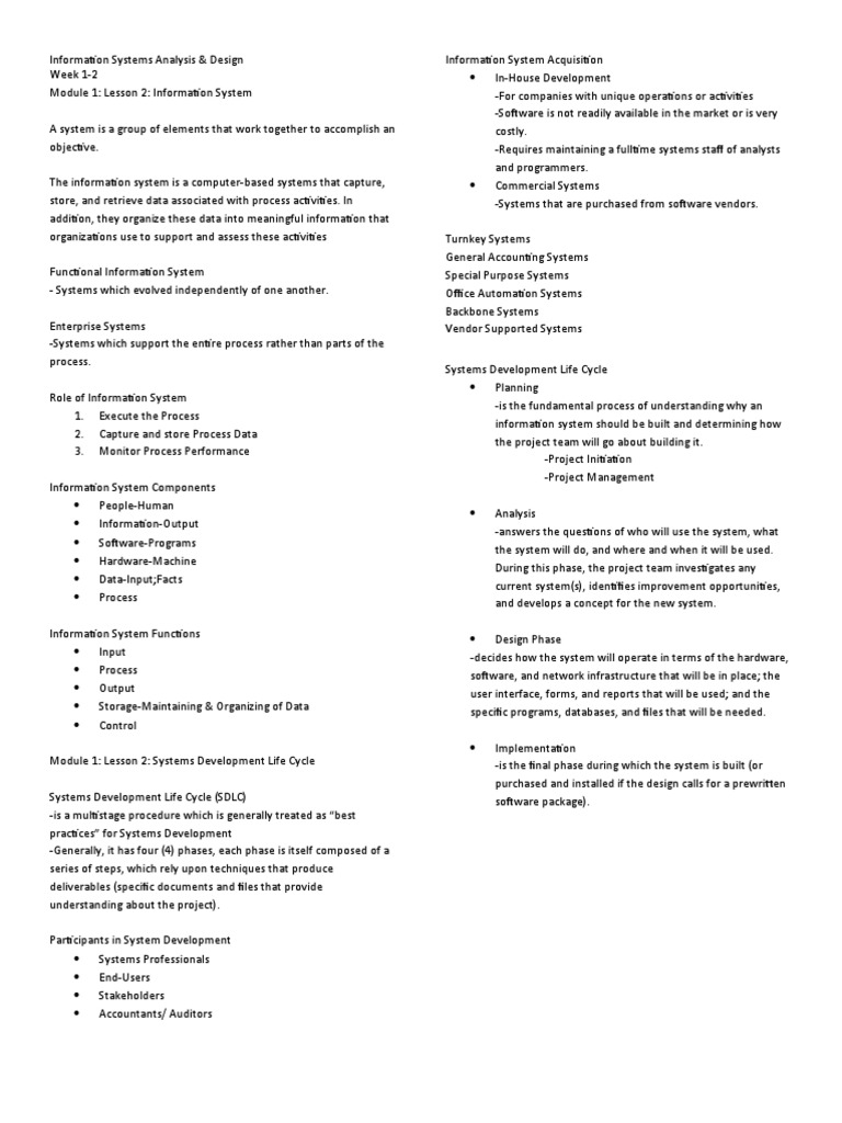 Information Systems Analysis & Design | PDF | Information System ...