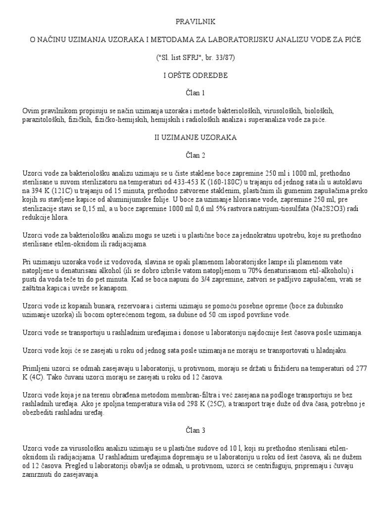 PRAVILNIK o Nacinu Uzorkovanja | PDF