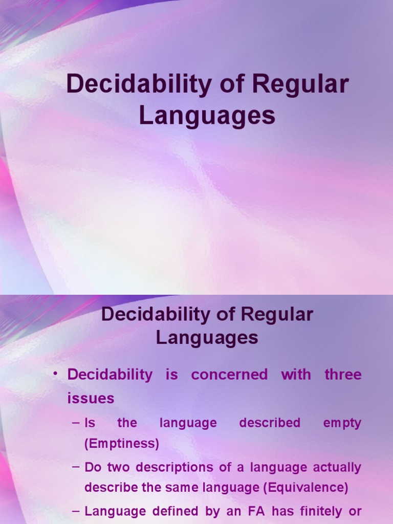 Decidability of Regular Languages | PDF | Models Of Computation | Metalogic