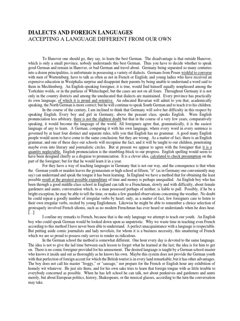 Dialects and Foreign Languages | PDF | English Language | Dialect