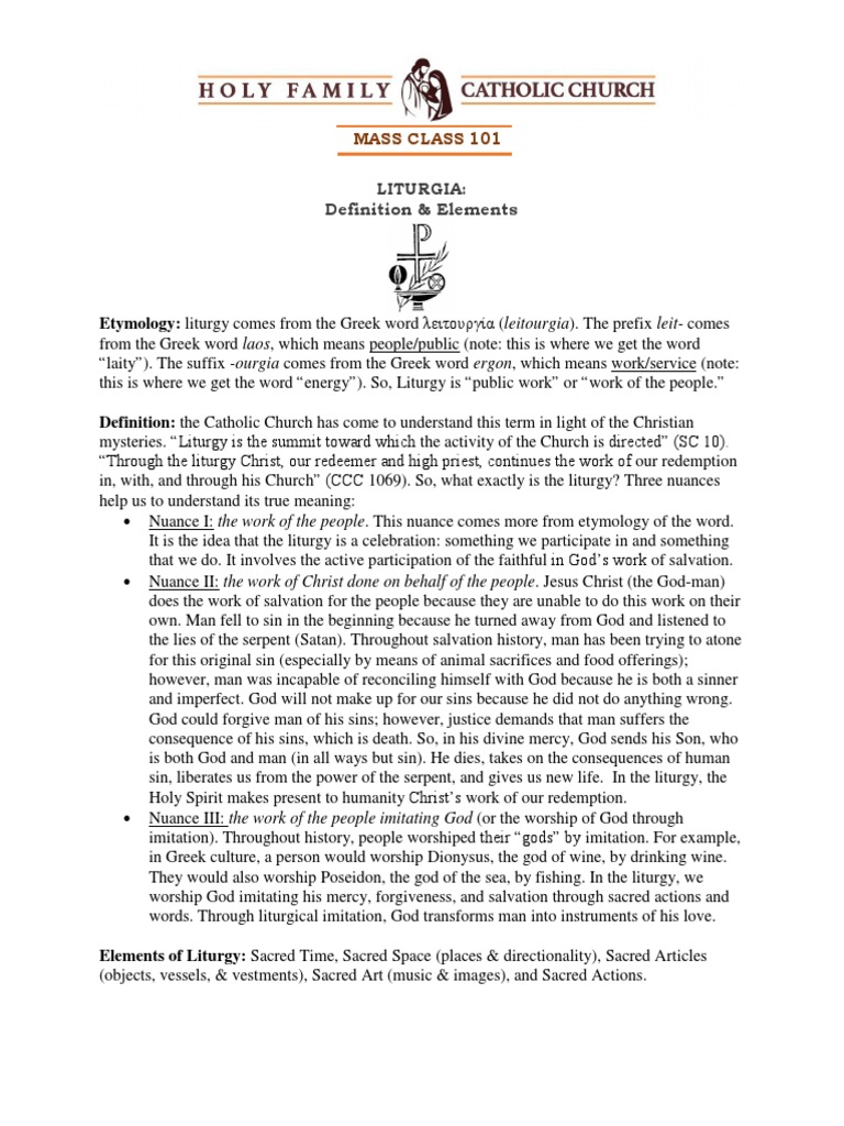 Liturgia: Definition & Elements: Mass Class 101 | PDF | Liturgy | Salvation