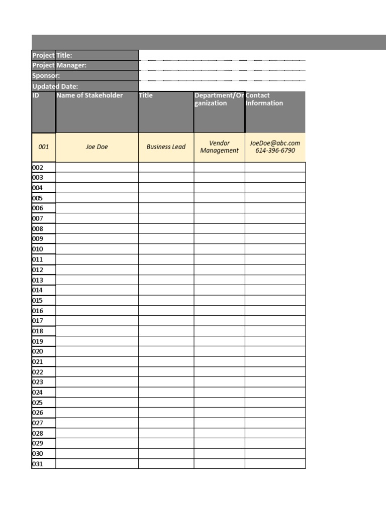 Stakeholder Register Template | PDF