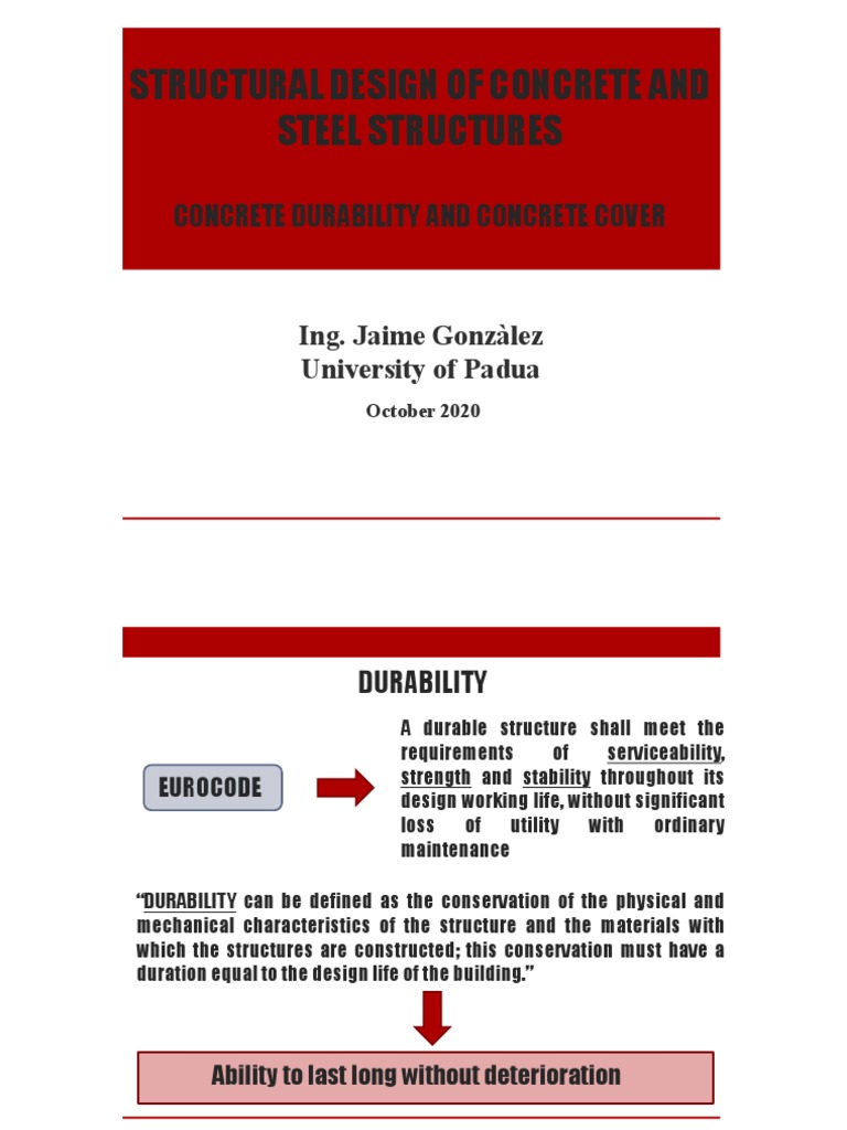 5 - Durability and Concrete Cover - 2020 PDF | PDF | Corrosion | Concrete