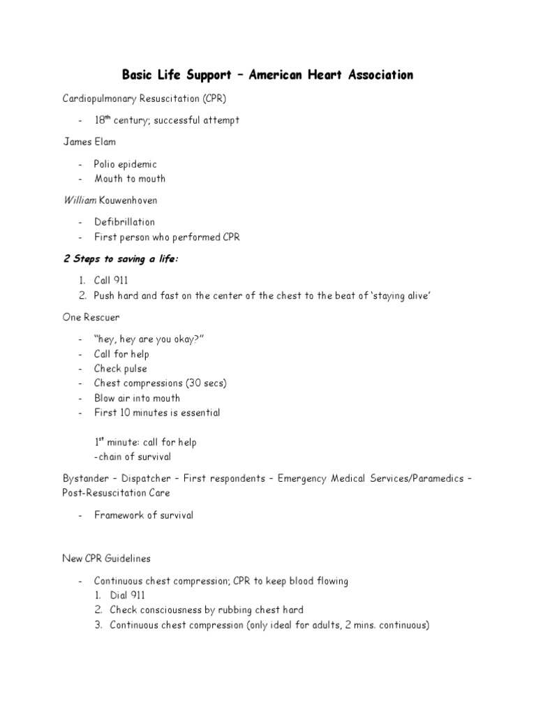 Basic Life Support - American Heart Association: William | PDF ...