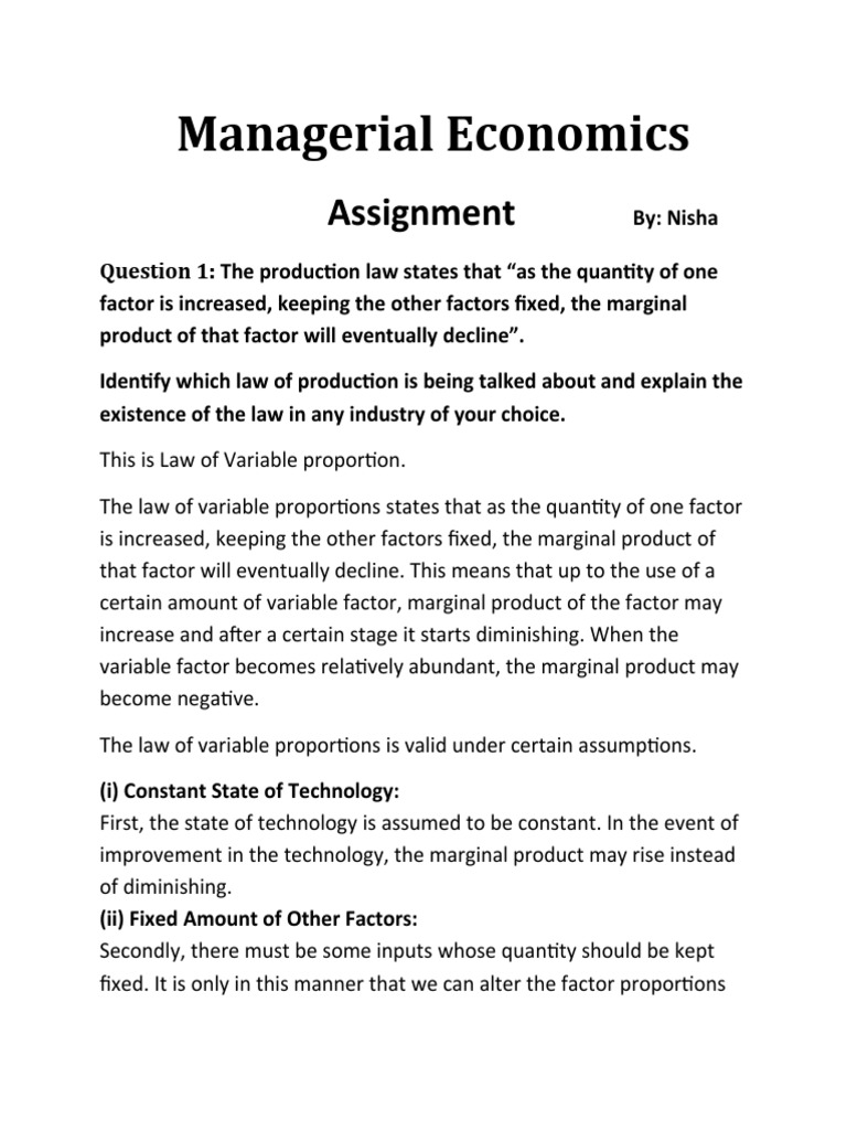 Managerial Economics: Assignment | PDF | Labour Economics | Economics