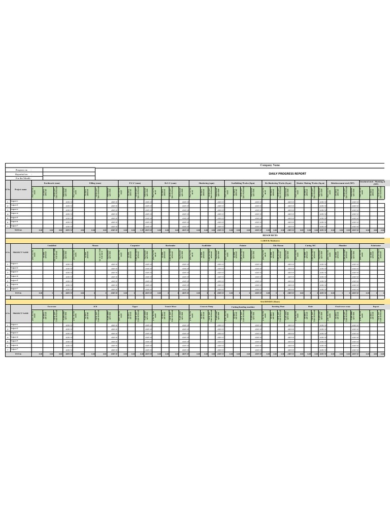 Daily Progress Report: Progress On: Reported On: For The Month | PDF ...