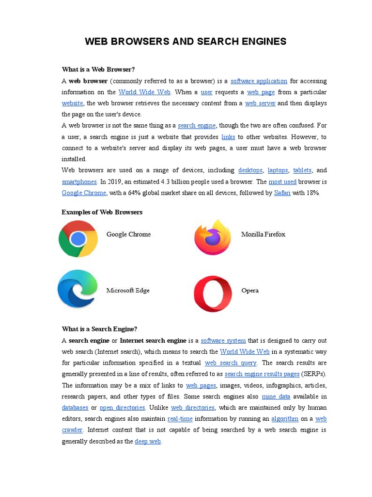 Web Browsers and Search Engines | PDF | Web Search Engine | World Wide Web