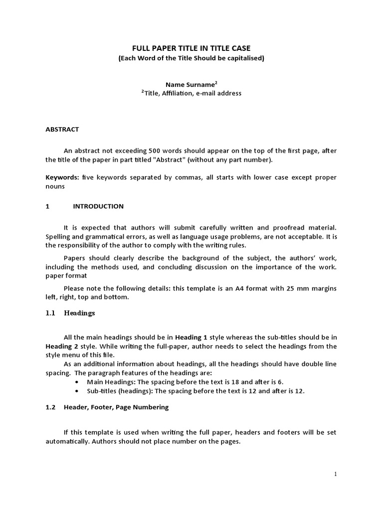 Full Paper Title in Title Case | PDF | Letter Case | Writing