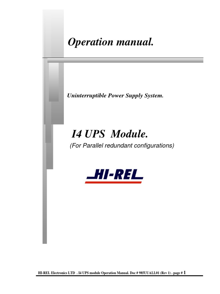 Hi-Rel-10 KVA UPS Manual | PDF | Power Inverter | Rectifier