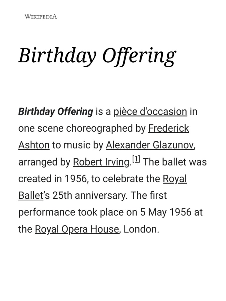 Birthday Offering: Birthday Offering Is A Pièce D'occasion in | PDF ...
