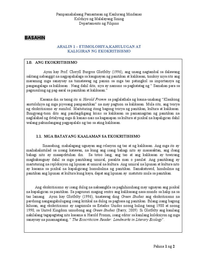 Fil 102 Babasahin (Aralin 1) | PDF