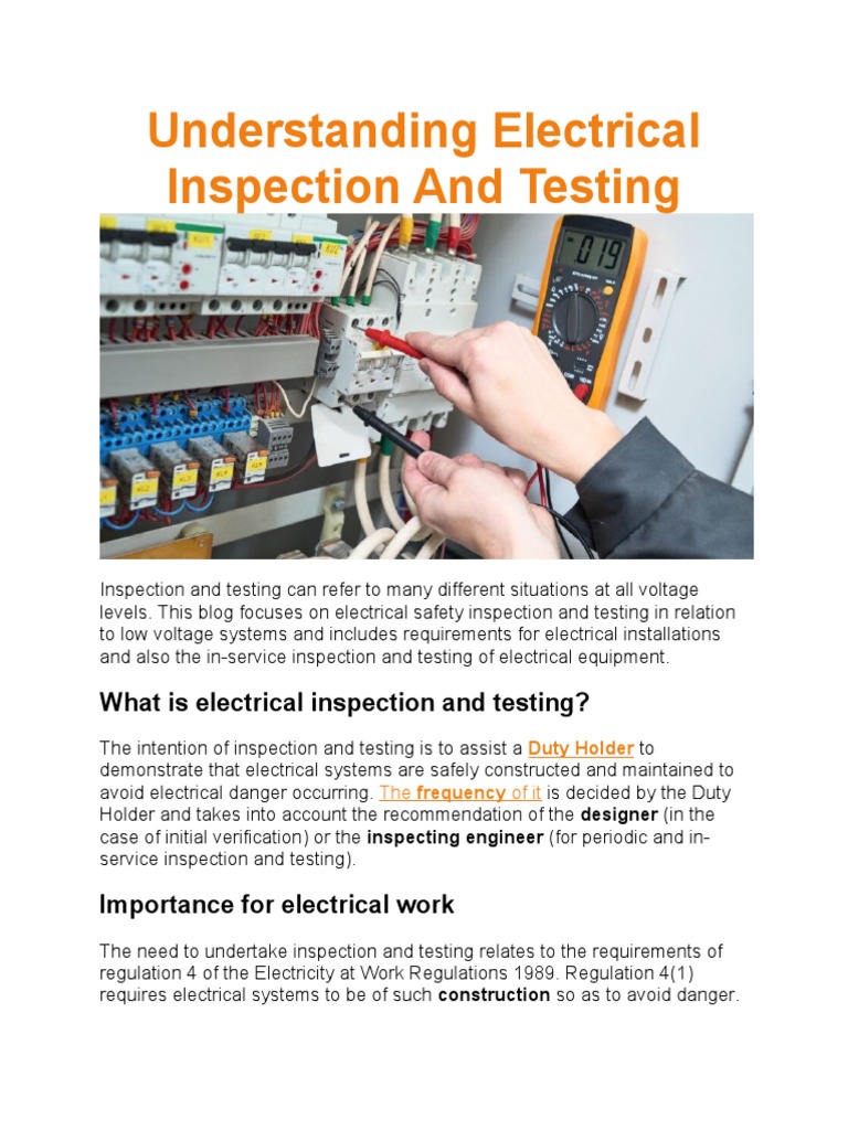 Understanding Electrical Inspection and Testing | PDF