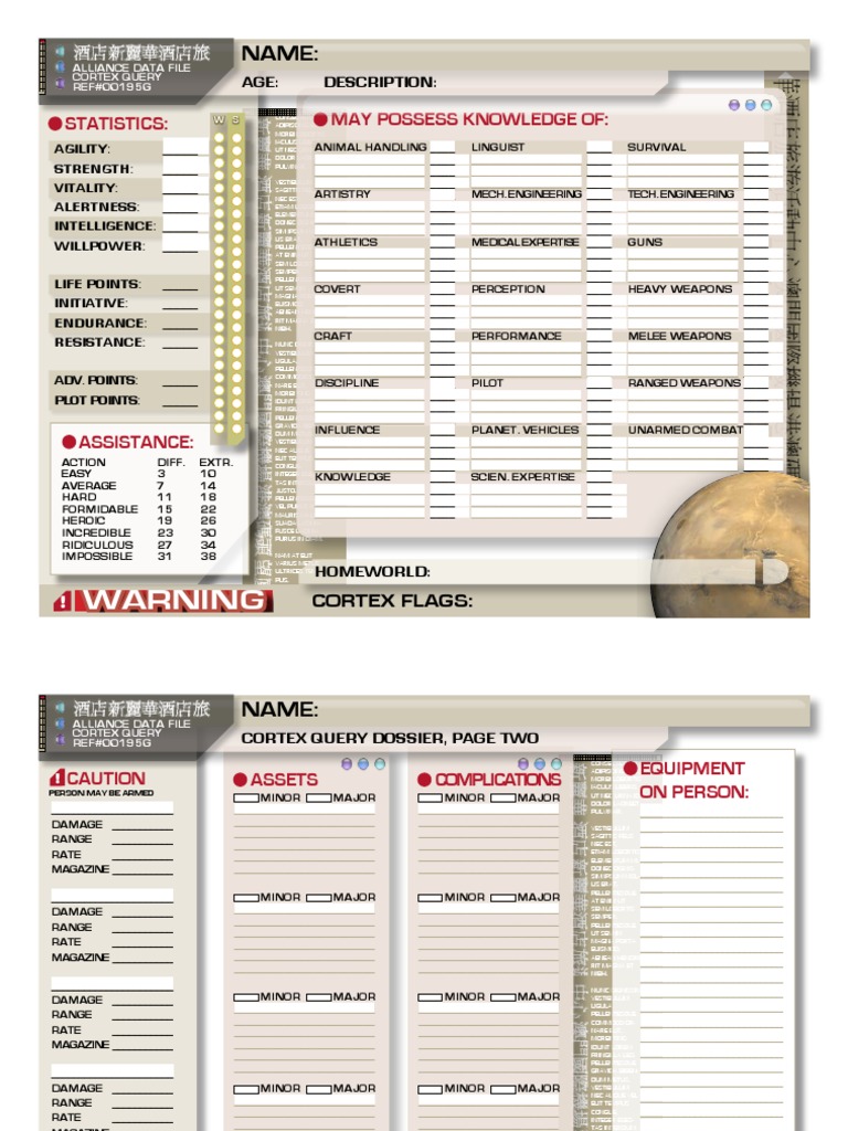 Serenity Character Sheet 2-1 Modified Editable | Text | Leisure