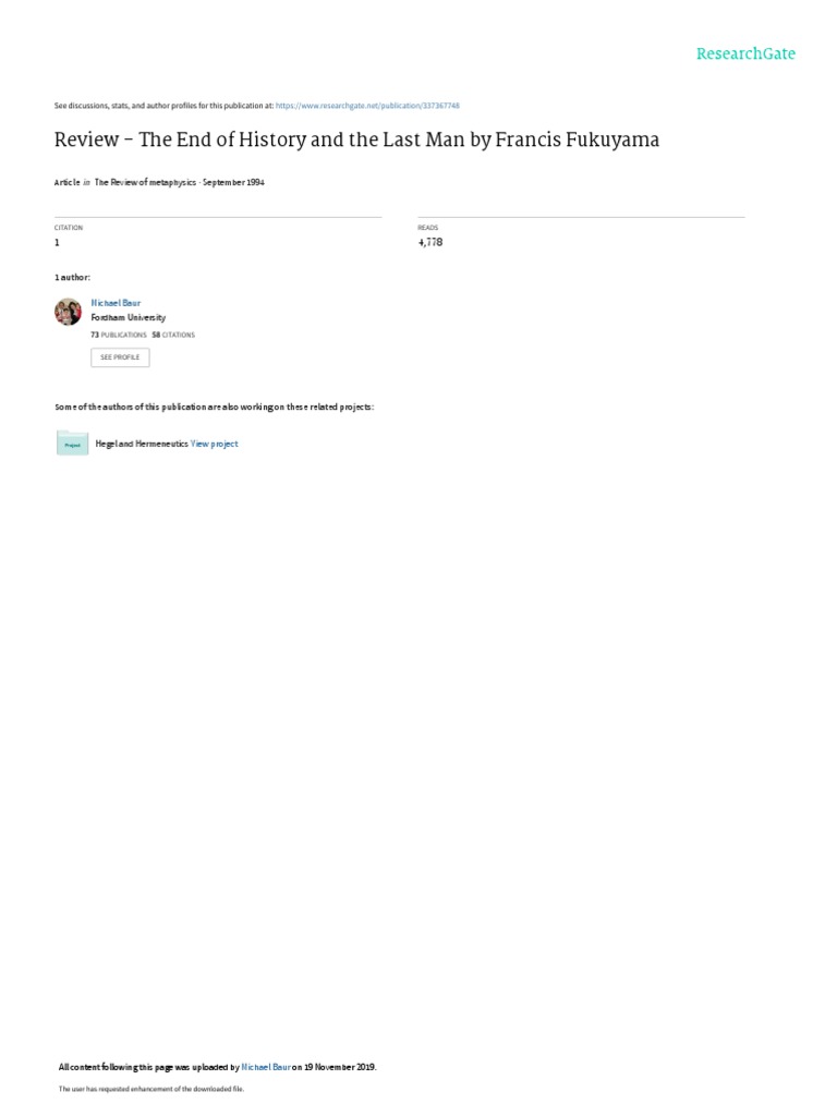 Review - The End of History and The Last Man by Francis Fukuyama | PDF ...