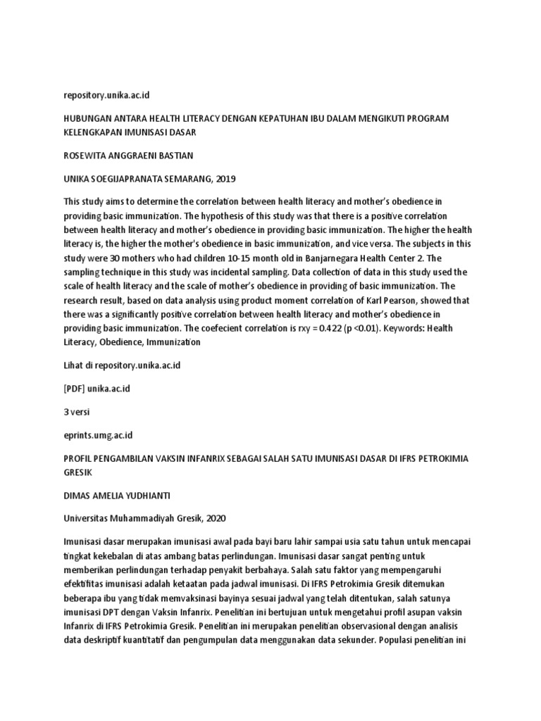 Jurnal Imunisasi | PDF