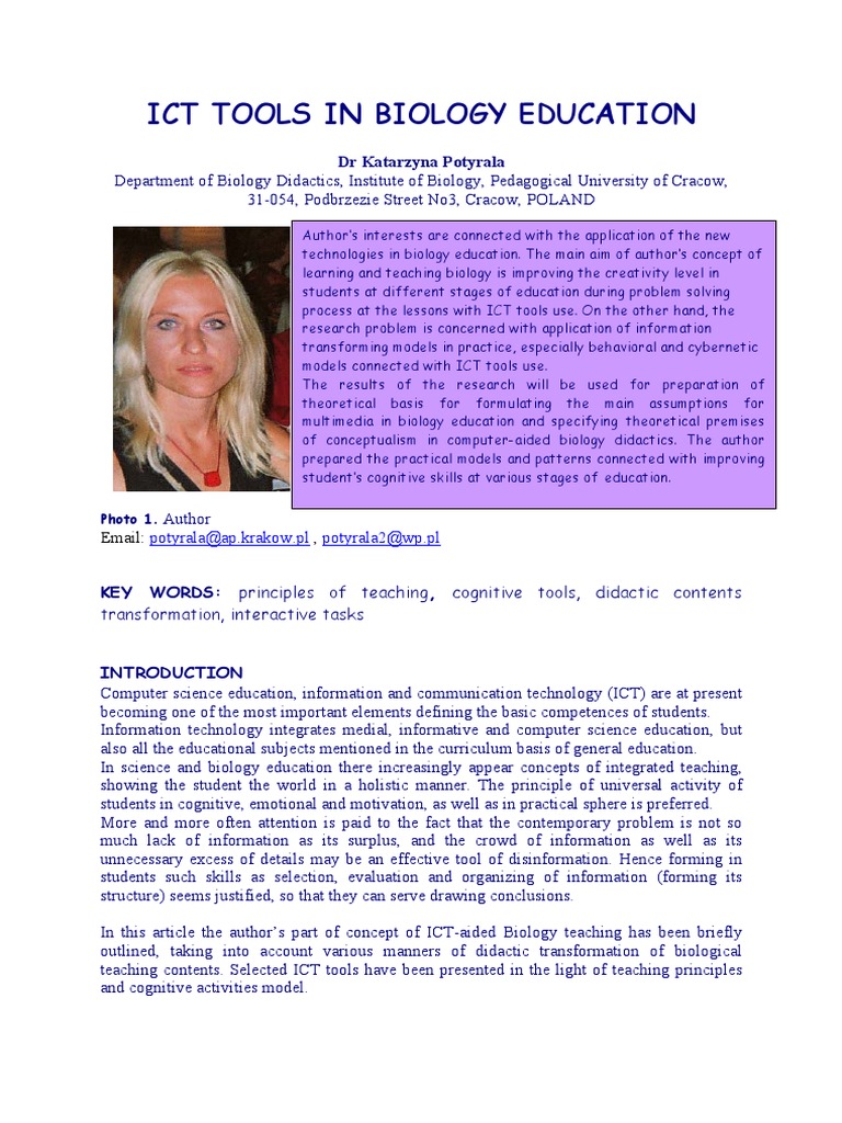 ICT Tools for Enhancing Biology Education | PDF | Educational ...