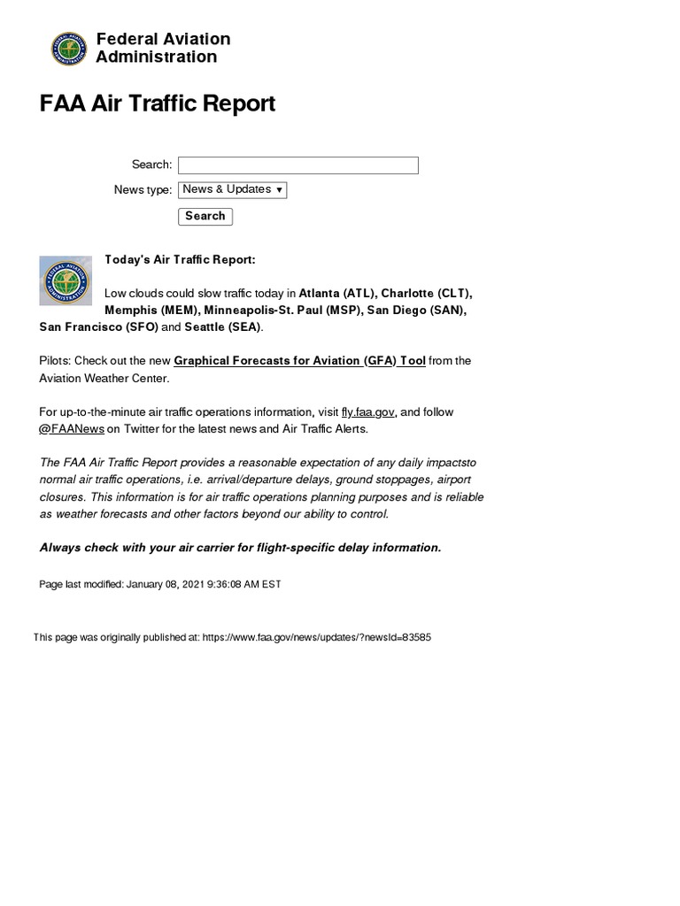 FAA Air Traffic Report | PDF