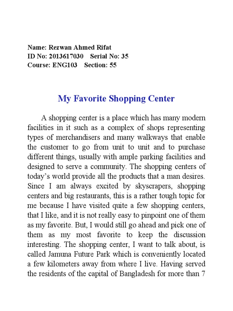 My Favorite Shopping Center | PDF | Shopping Mall | Retail