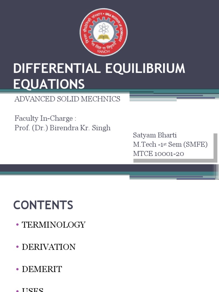 Differential Equilibrium Equations | PDF