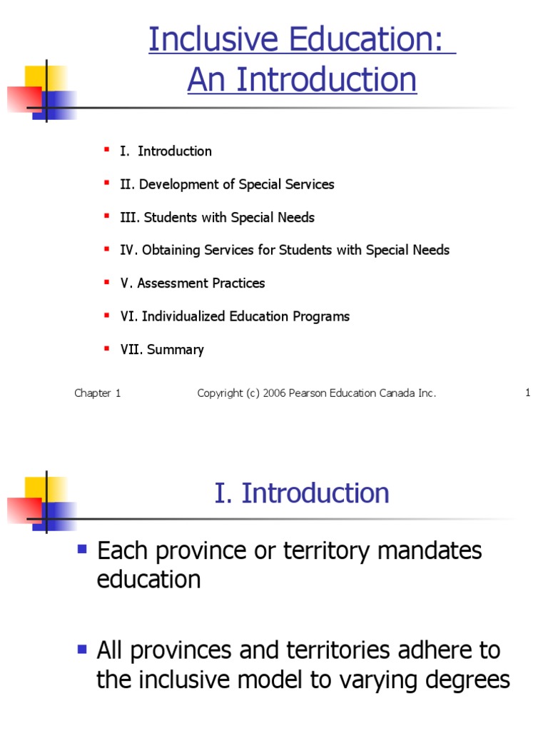 1 Introduction To Inclusion | PDF | Individualized Education Program | Cognition