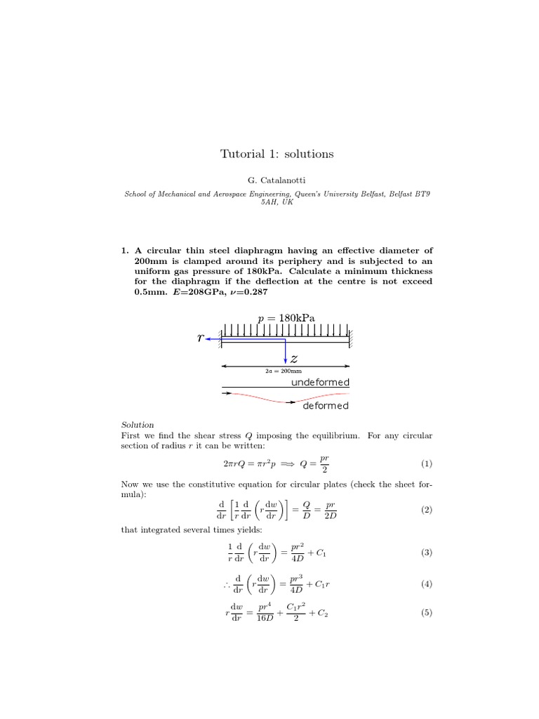 Tutorial1 Solutions | PDF | Bending | Solid Mechanics