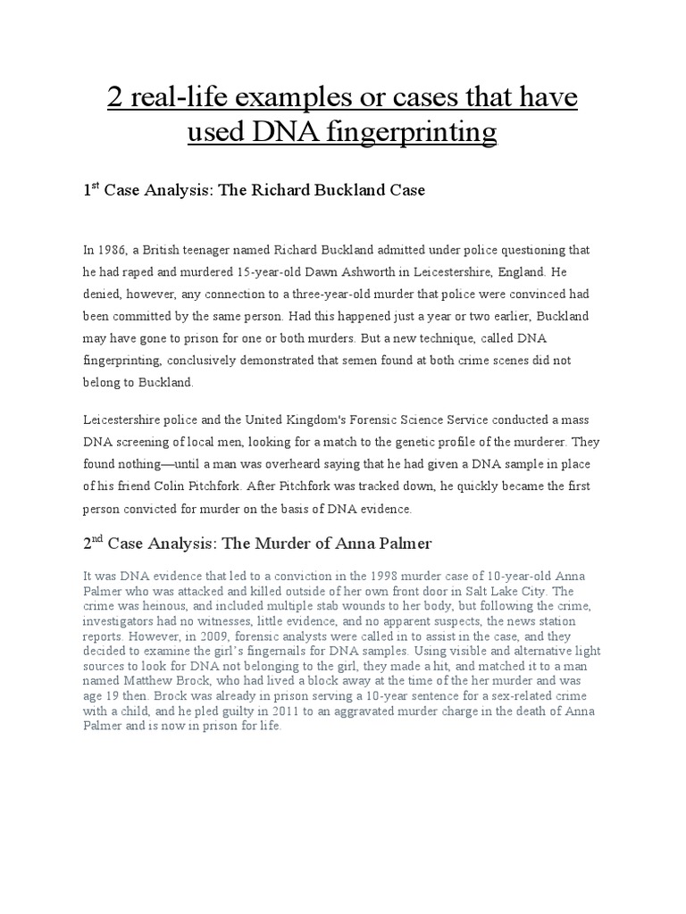 2 Real-Life Examples or Cases That Have Used DNA Fingerprinting | PDF