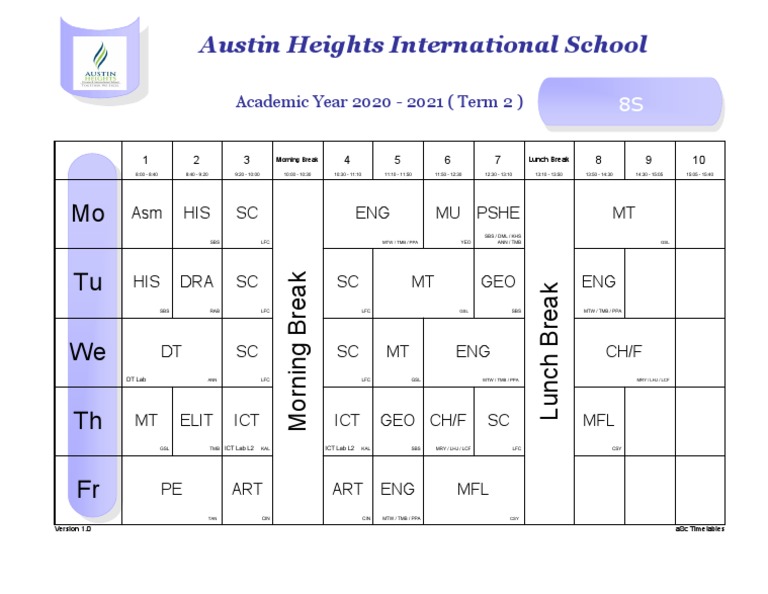 Typical School Timetable | PDF