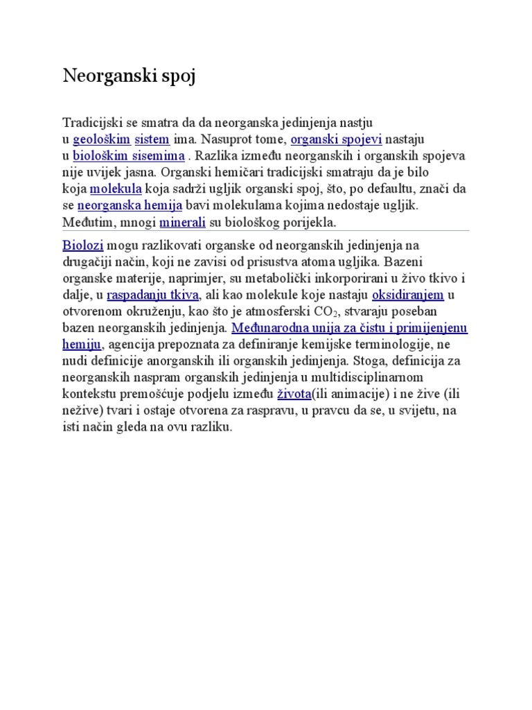 Neorganski Spoj | PDF
