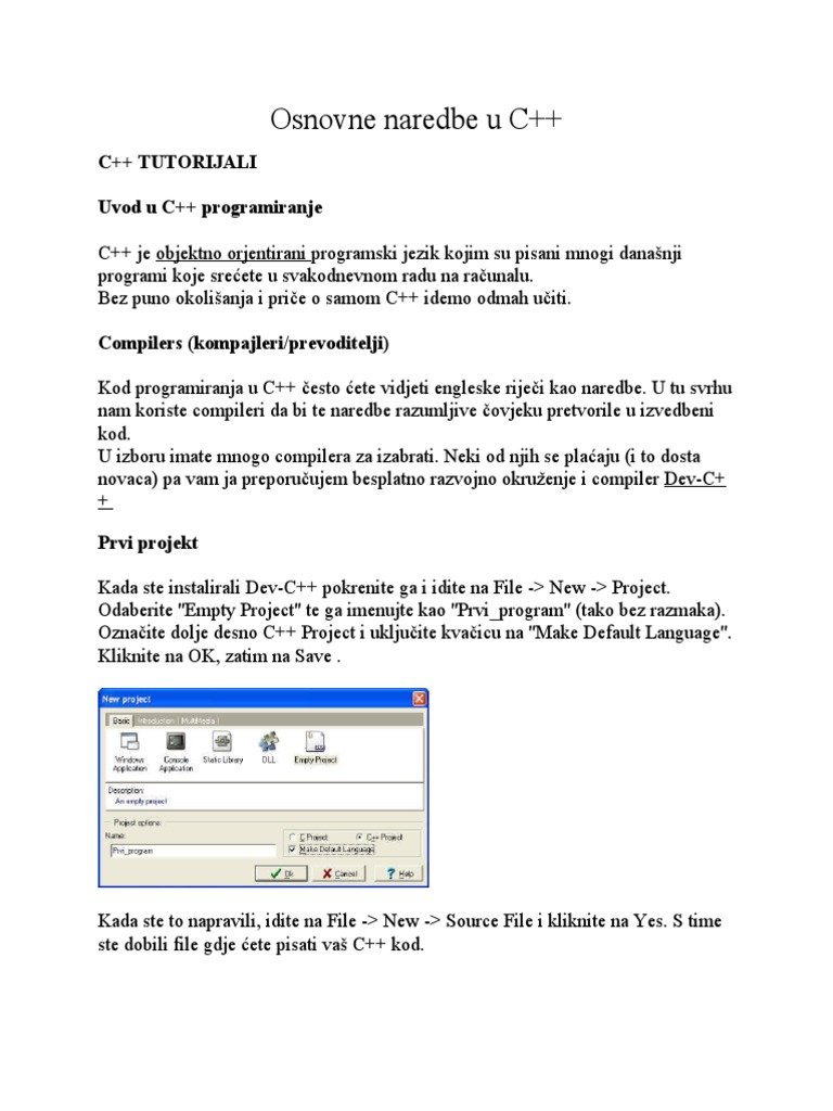 Osnovne Naredbe U C | PDF