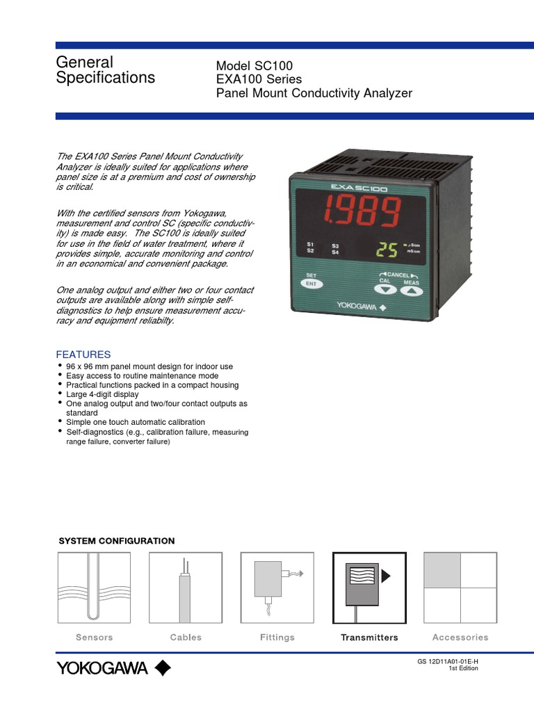 General Specifications: Model SC100 EXA100 Series Panel Mount ...