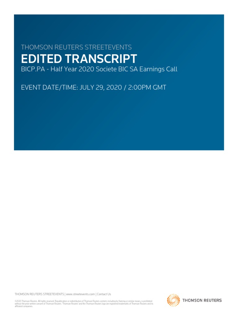 Edited Transcript: Thomson Reuters Streetevents | PDF | Euro | Retail