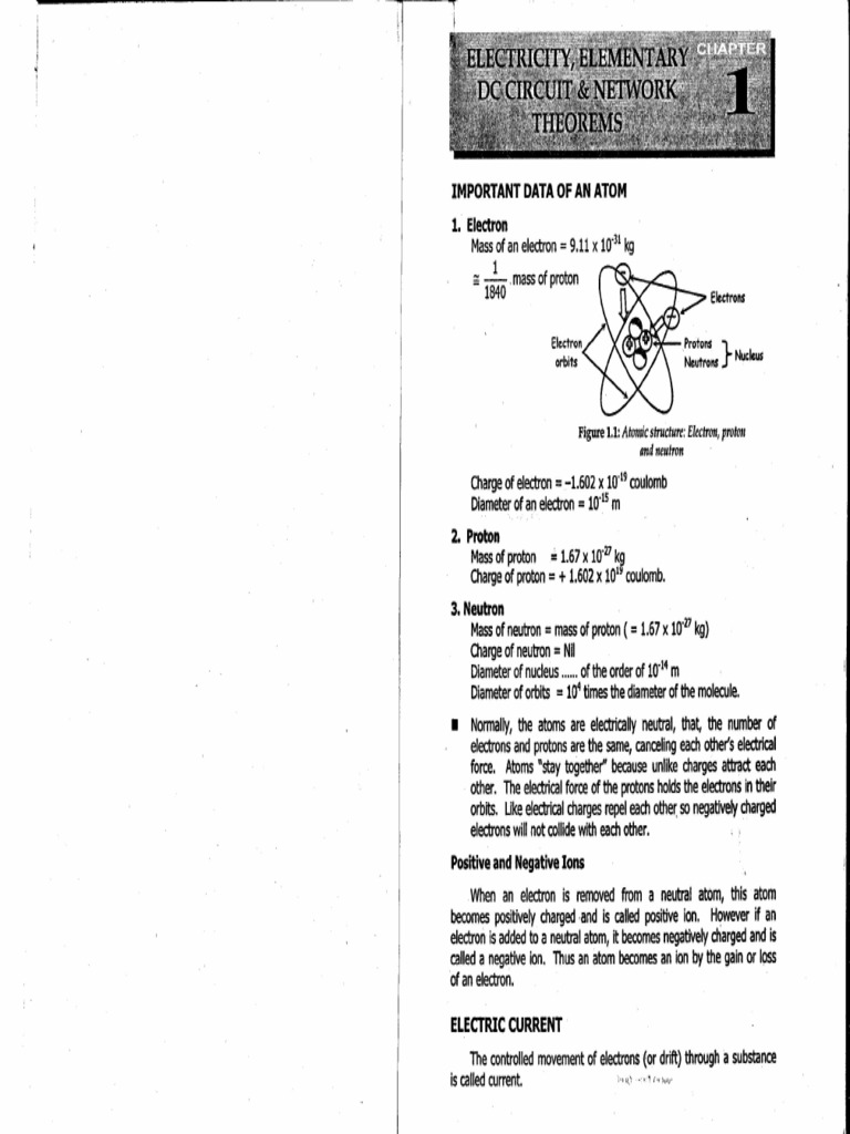 Chapter 1 Electricity and Elementary DC Circuit and Network Theorems | PDF