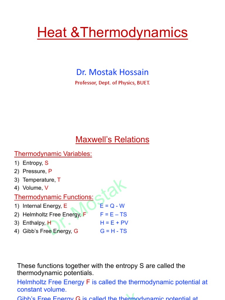 Maxwell's Relations PDF | PDF | Thermodynamic Properties | Systems Theory