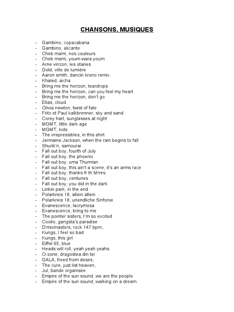 CHANSONS | PDF | Musicians | Artists