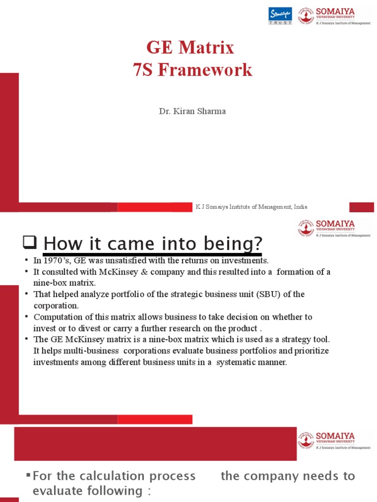 GE Matrix and 7S Framework | PDF | Leadership | Strategic Management