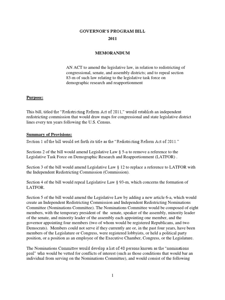 Redistricting Bill Memo | PDF | Constitutional Amendment | United ...