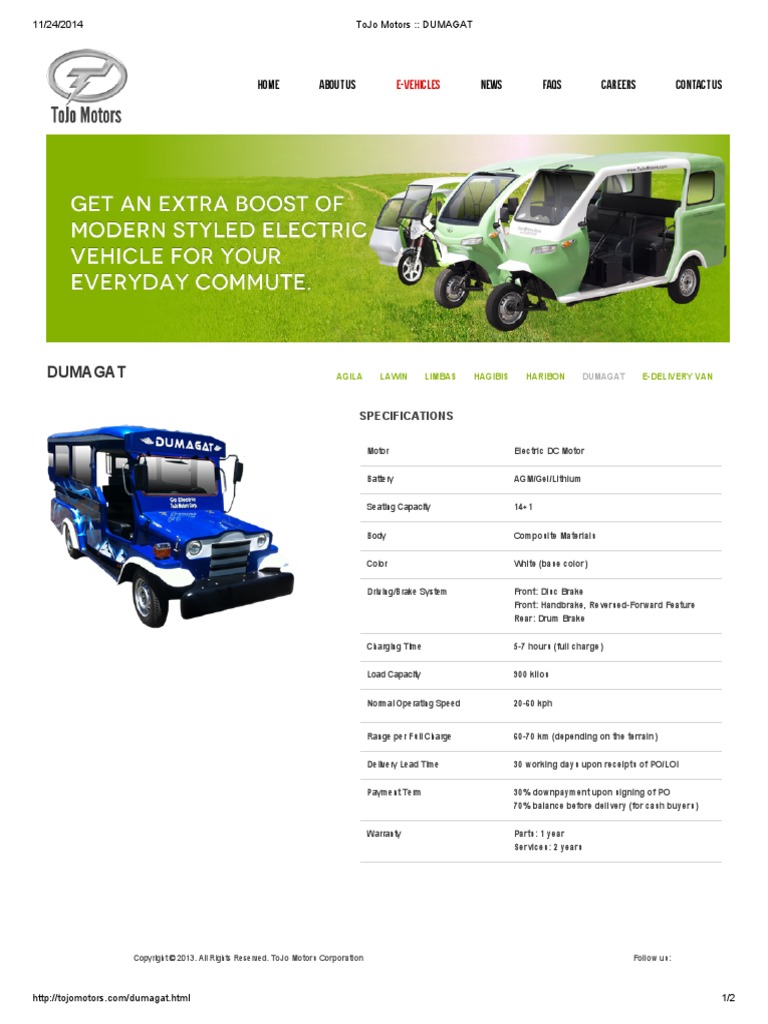ToJo Motors - DUMAGAT Jeep PDF | PDF | Electric Vehicle | Vehicles