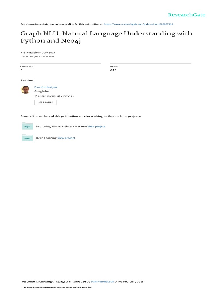 Graph NLU: Natural Language Understanding With Python and Neo4j | PDF | Databases | Data Management