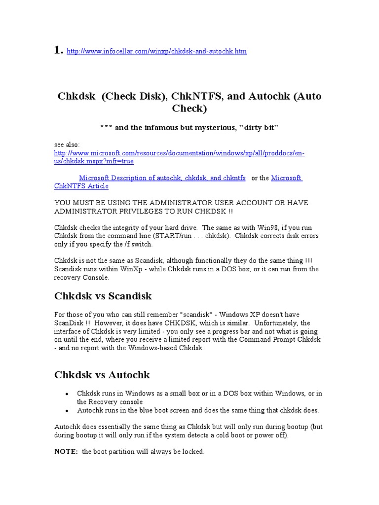 Autocheck Delay Dirty Bit Remove Startup Windows CHKDSK Autochk | PDF ...
