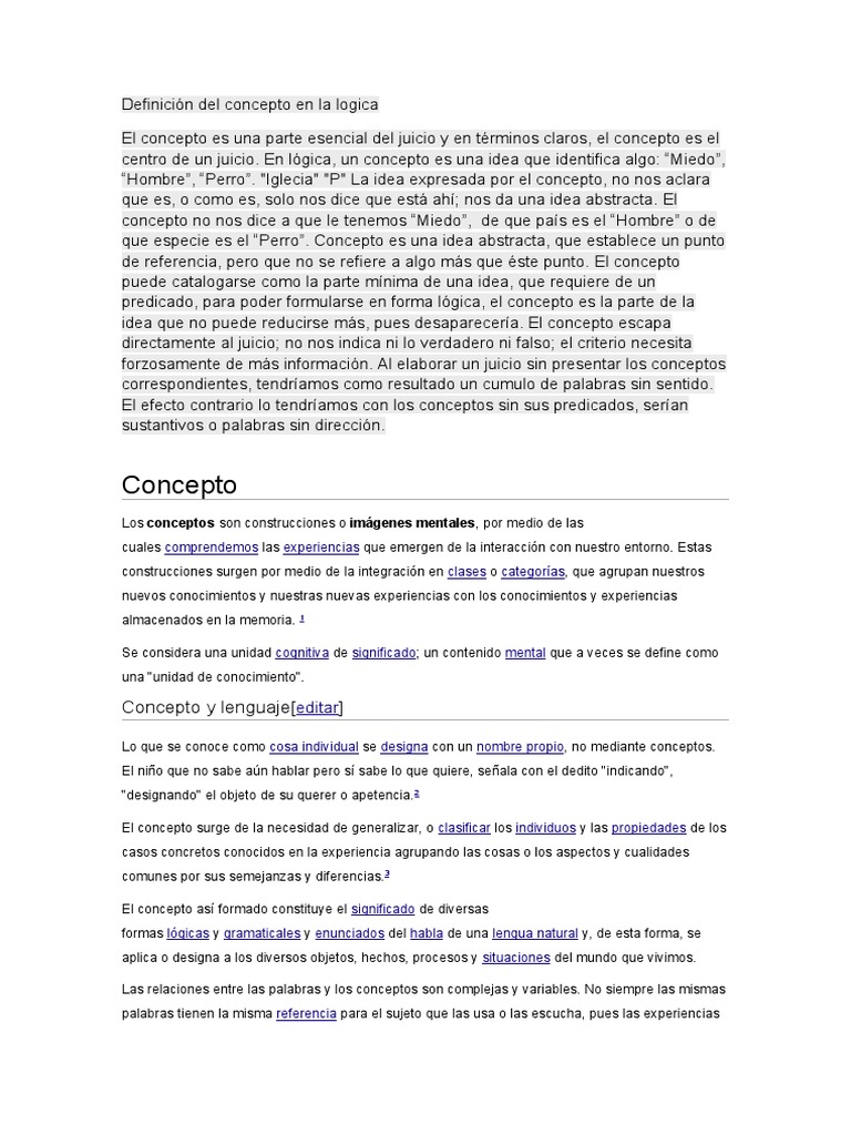 Definición concepto lógica | PDF | Concepto | Ciencia cognitiva