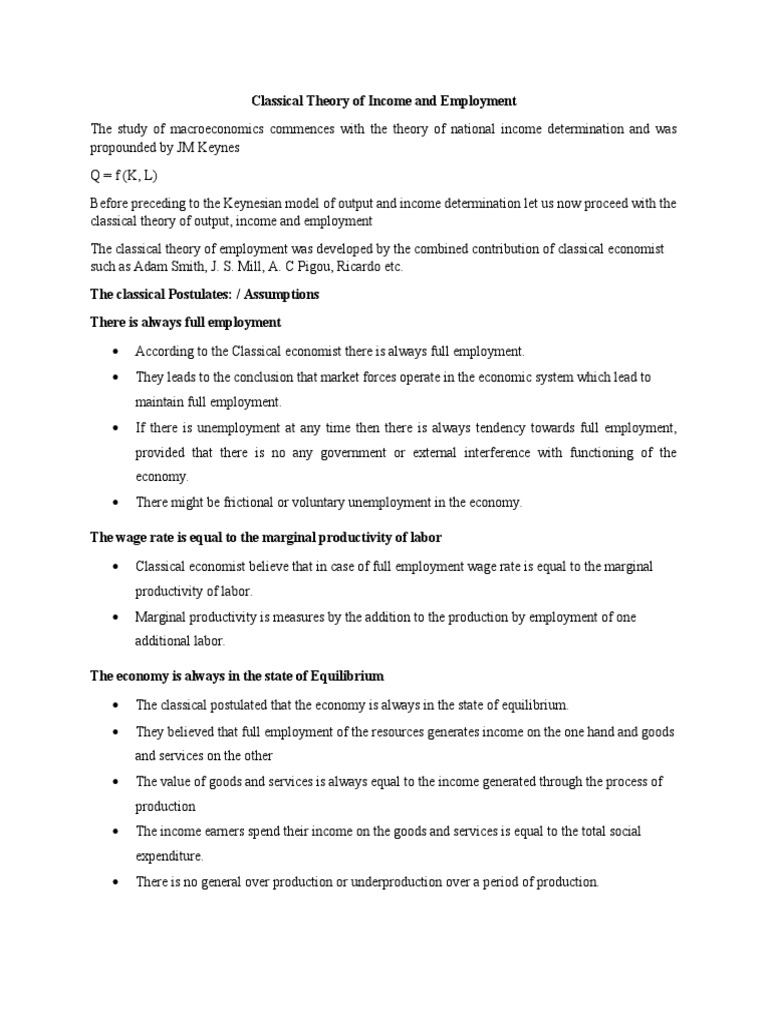 Classical Theory of Macro Economics | PDF | Economic Equilibrium | Full ...