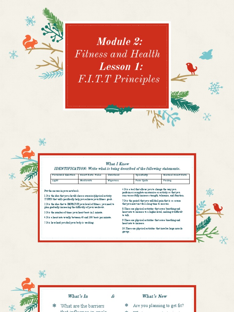 Lesson 1:: Fitness and Health F.I.T.T Principles | PDF | Physical ...