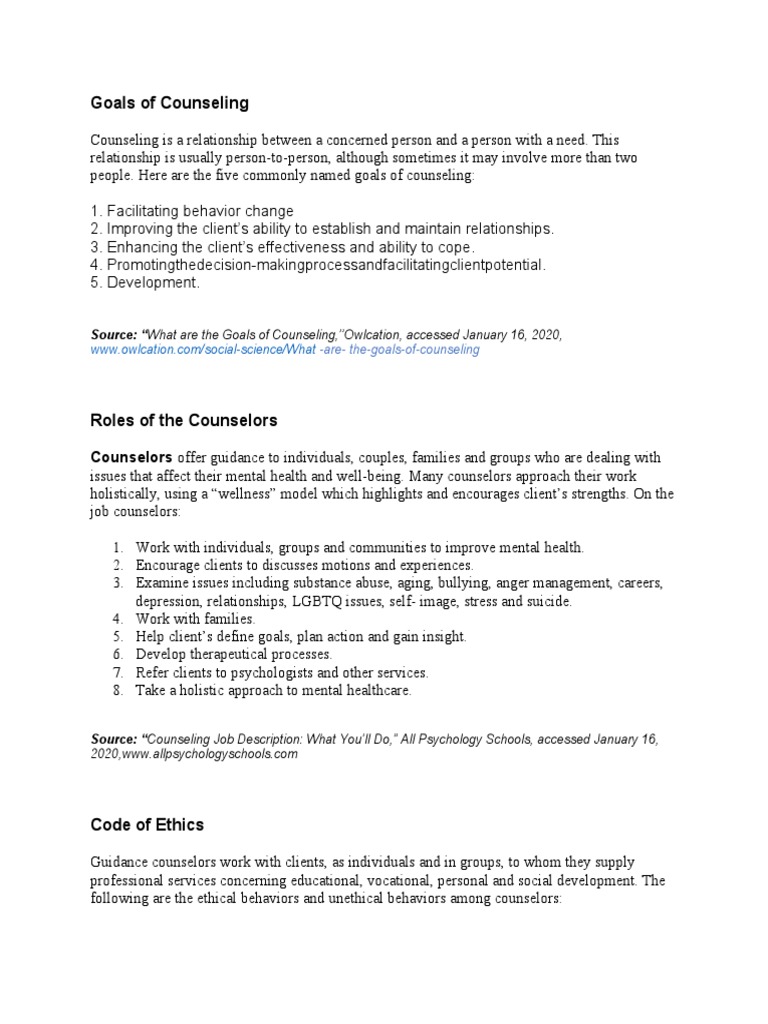 Goals of Counseling: Counselors Offer Guidance To Individuals, Couples ...