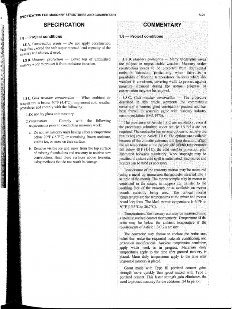 ACI 530 - Cold Weather Construction | PDF