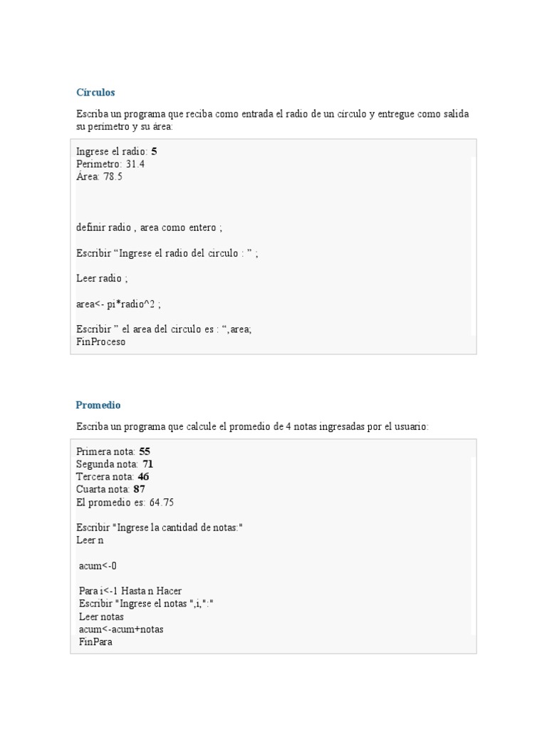 Ejercicios de Programacion | PDF