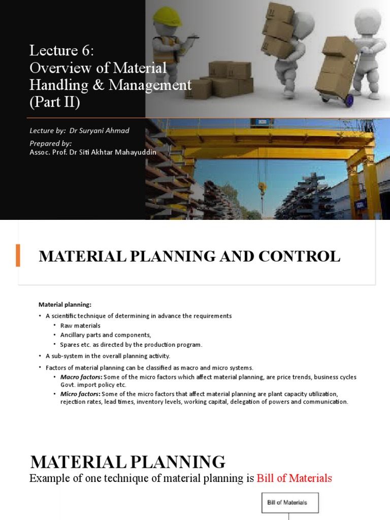 Lecture 6 Overview of Material Handling and Management (Part II) | PDF ...