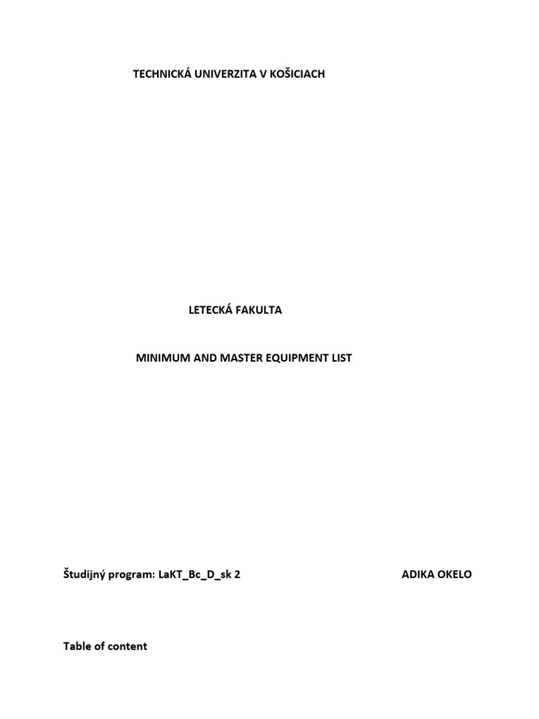 Minimum Equipment List and Master Minimum Equipment List (AutoRecovered ...