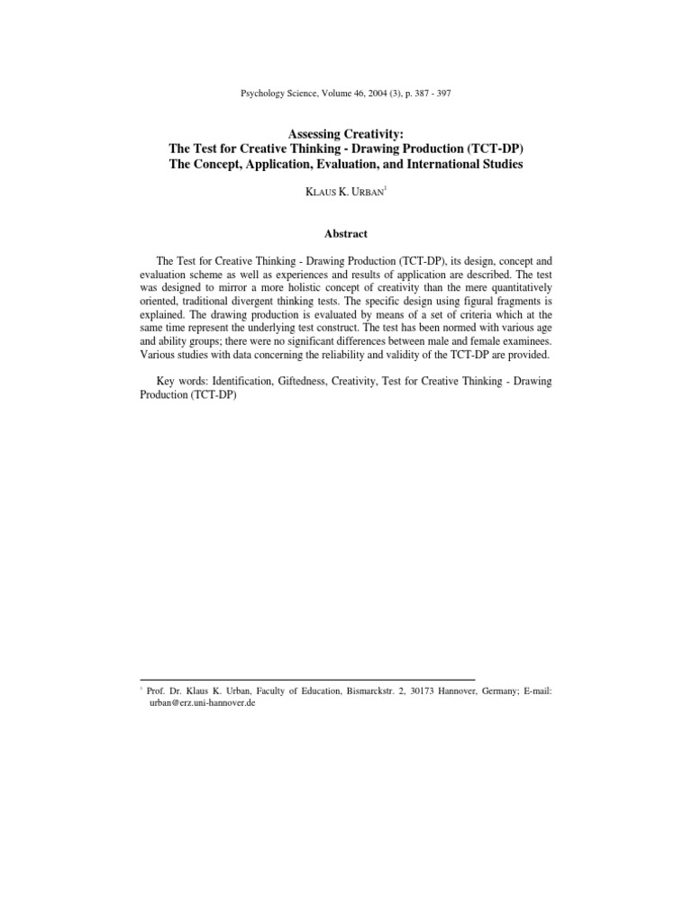 Creativity Drawing Test With Criteria | PDF | Intelligence Quotient ...